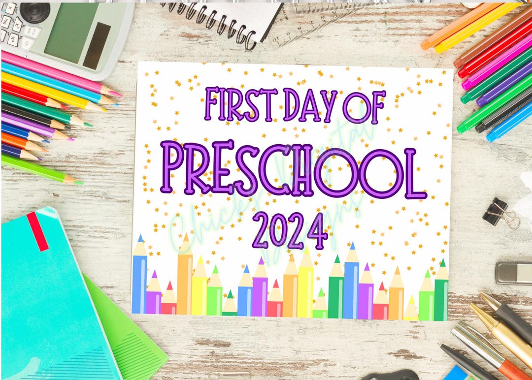 First Day of Preschool Sign | School Photo Prop Poster Printable ...