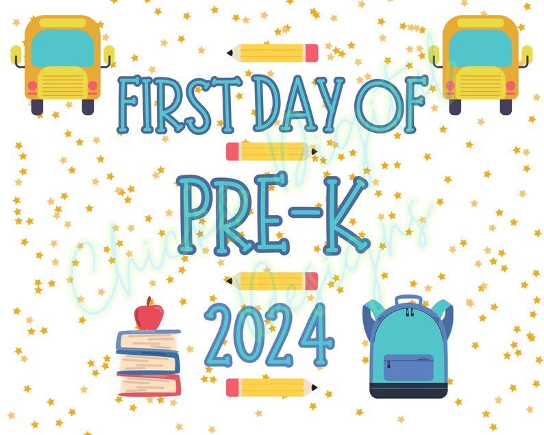 First Day of Pre-k Sign | School Photo Prop Poster Printable | Digital ...