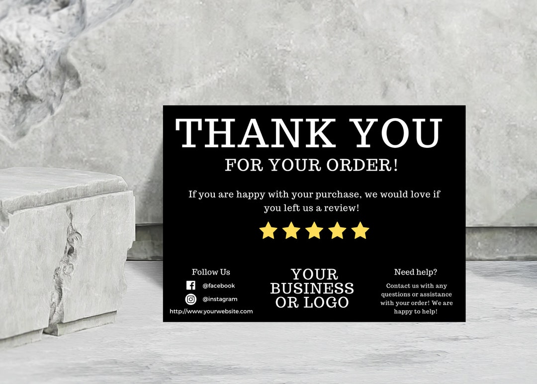 Thank You Order Insert Card: Retail Purchase Flyer (editable Printable ...