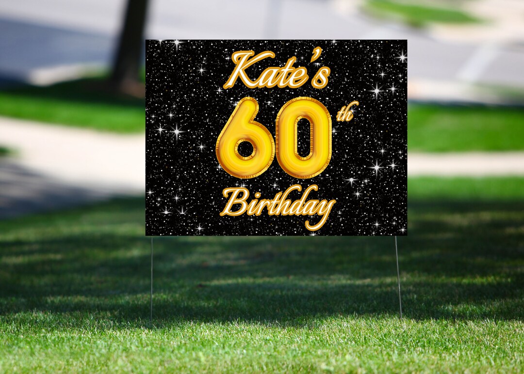 60th Birthday Yard Sign: Balloon Stars, Editable Template (digital) - Etsy