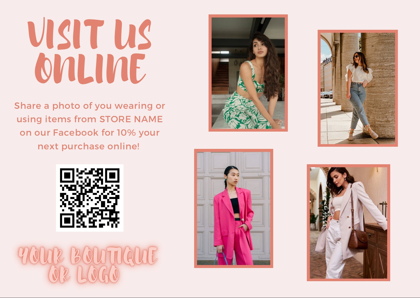 Visit Us Online Purchase Thank You Card Boutique Shop Product Clothing ...