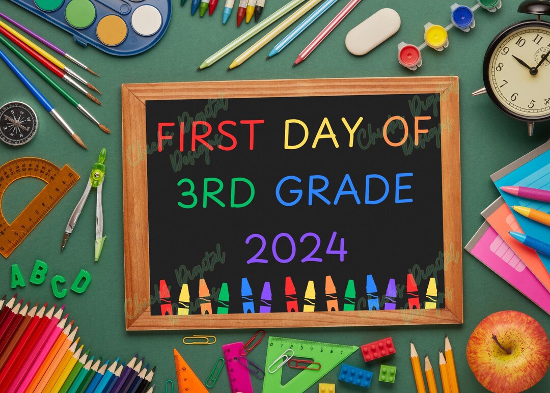Crayon First Day of 3rd Grade Sign | School Year Photo Prop Poster ...