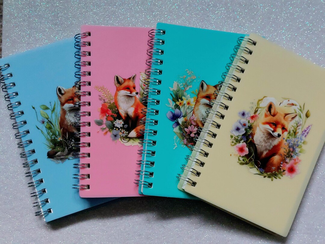 1 X Cute Little Fox & Flowers Lined Hardback Notebook Notepad A6 ...
