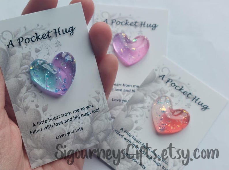 Resin Pocket Hug: Rainbow Heart Mini Keepsake Trinket Best Friend Gift ...