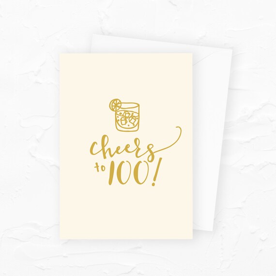 100th Birthday Card Happy 100th Birthday Cheers to 100 - Etsy