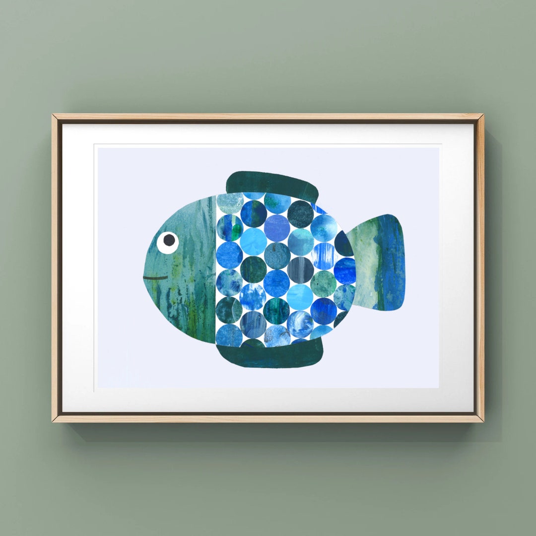 Fish Print, Fish Wall Art, Fish Painting, Blue Fish Print, Fish Art ...