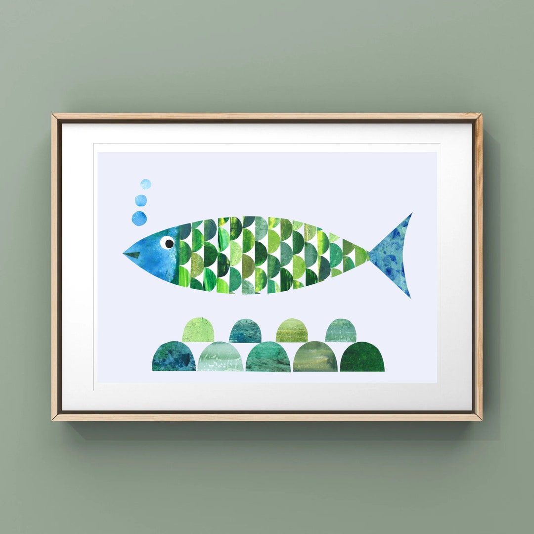 Fish Print, Fish Wall Art, Fish Painting, Fish Print Wall Art, Fish Art ...