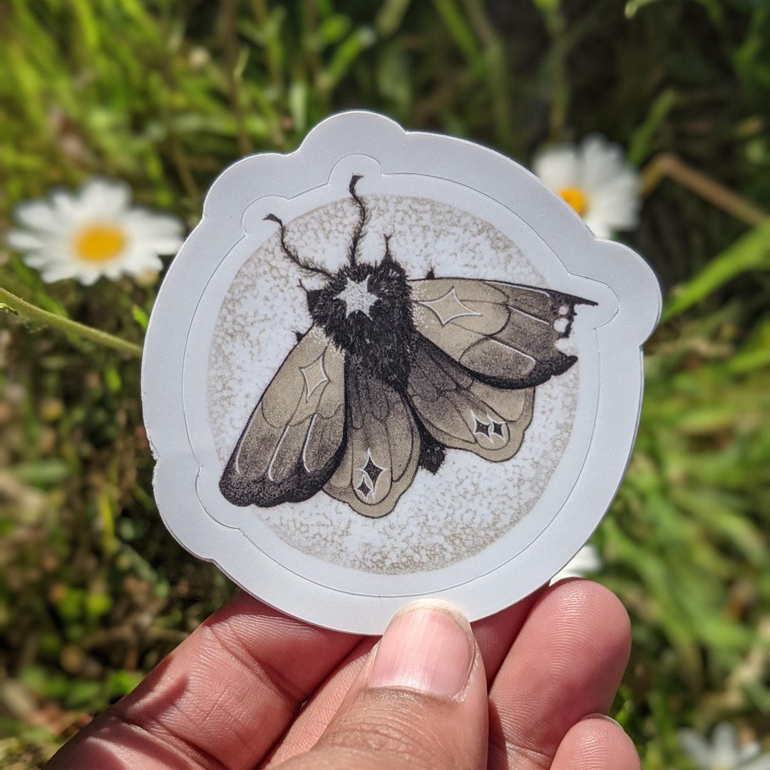 Moth Sticker B&W Sticker, Laptop Sticker, Water Bottle Sticker, Sticker ...