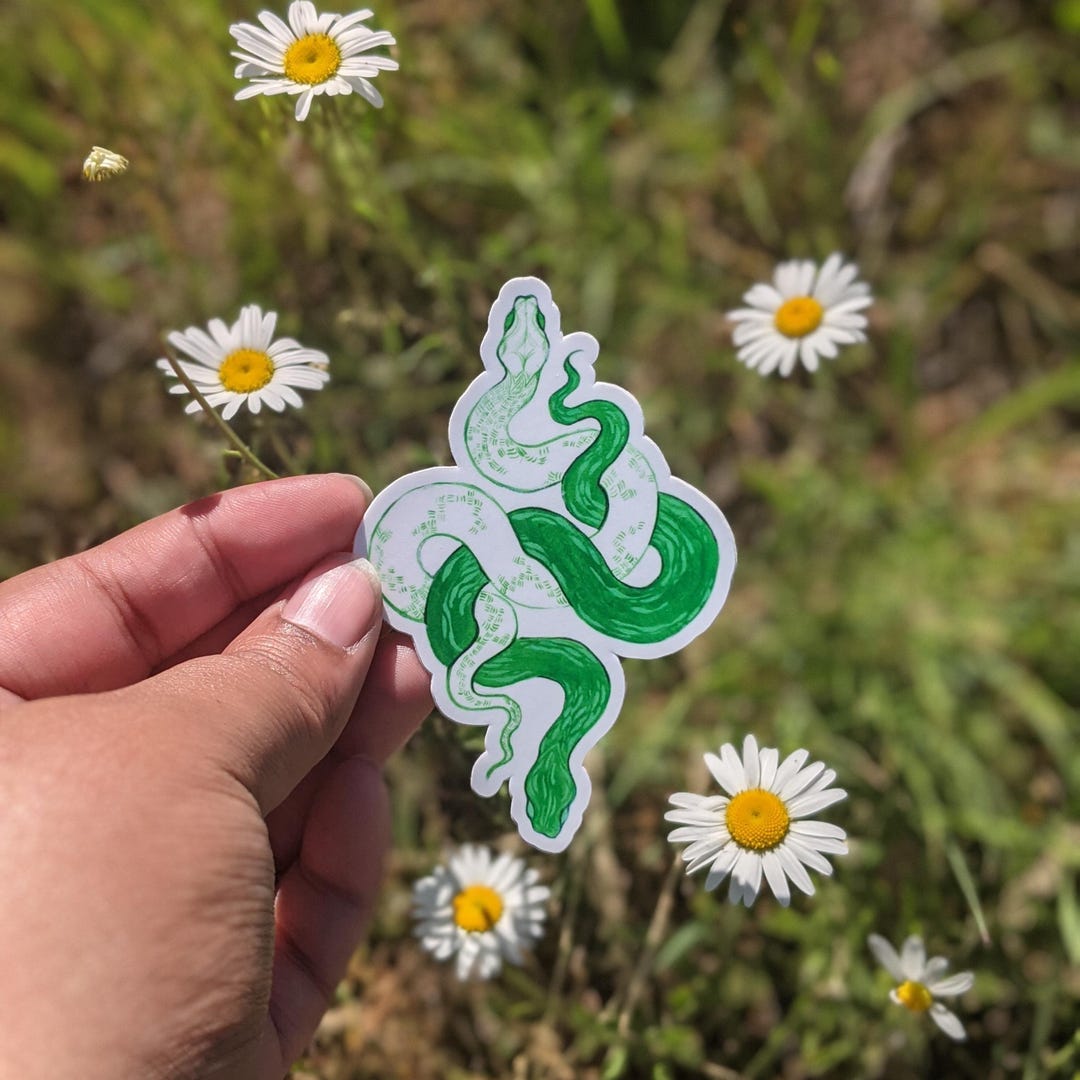 Green Snake Sticker Laptop Sticker, Water Bottle Sticker, Sticker ...