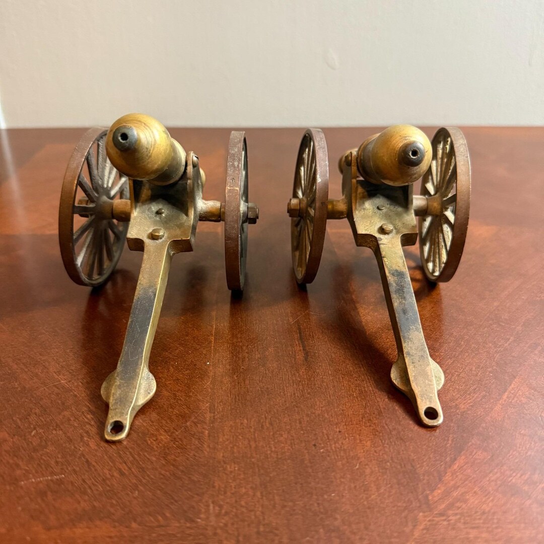 Vtg Civil War Style Desk Cannon Metal & Brass Decorative Replica - Etsy