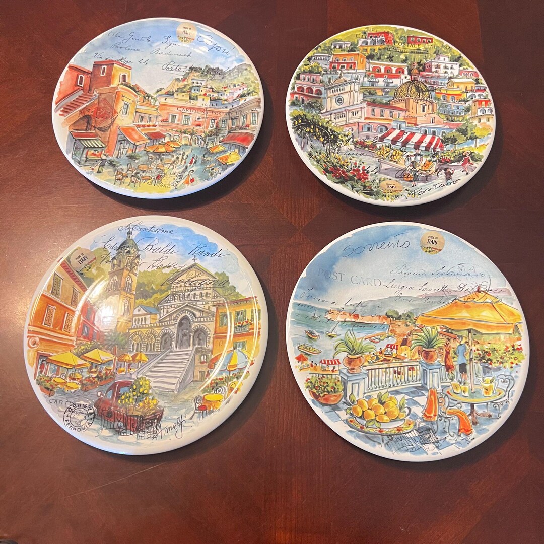Valori Home Italian Decorative Plates Set of 4 10" Hand Painted Italy ...