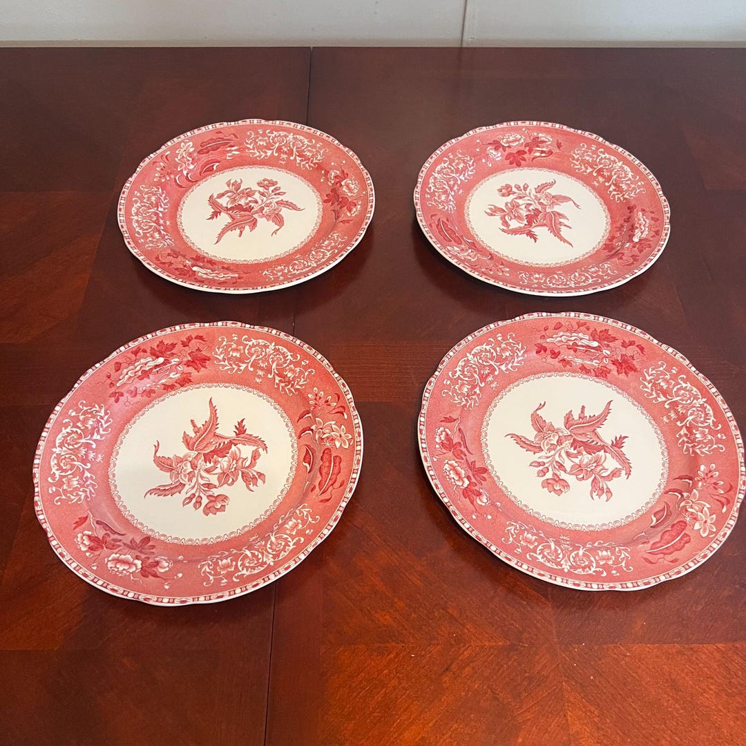 Vintage Spode Camilla Copeland Pink Transferware Dinner Plates Set of 4 ...