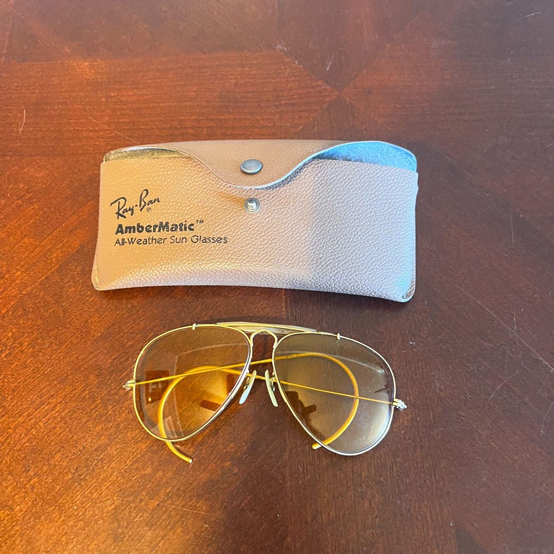 Vintage Ray-ban Ambermatic Aviator All-weather Sunglasses With Gold ...