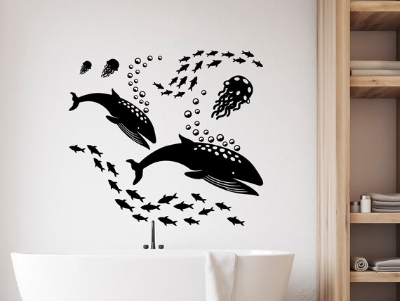 Home Décor Wall Décor Sea Life Vinyl Sticker Whale Wall Decals Fish ...