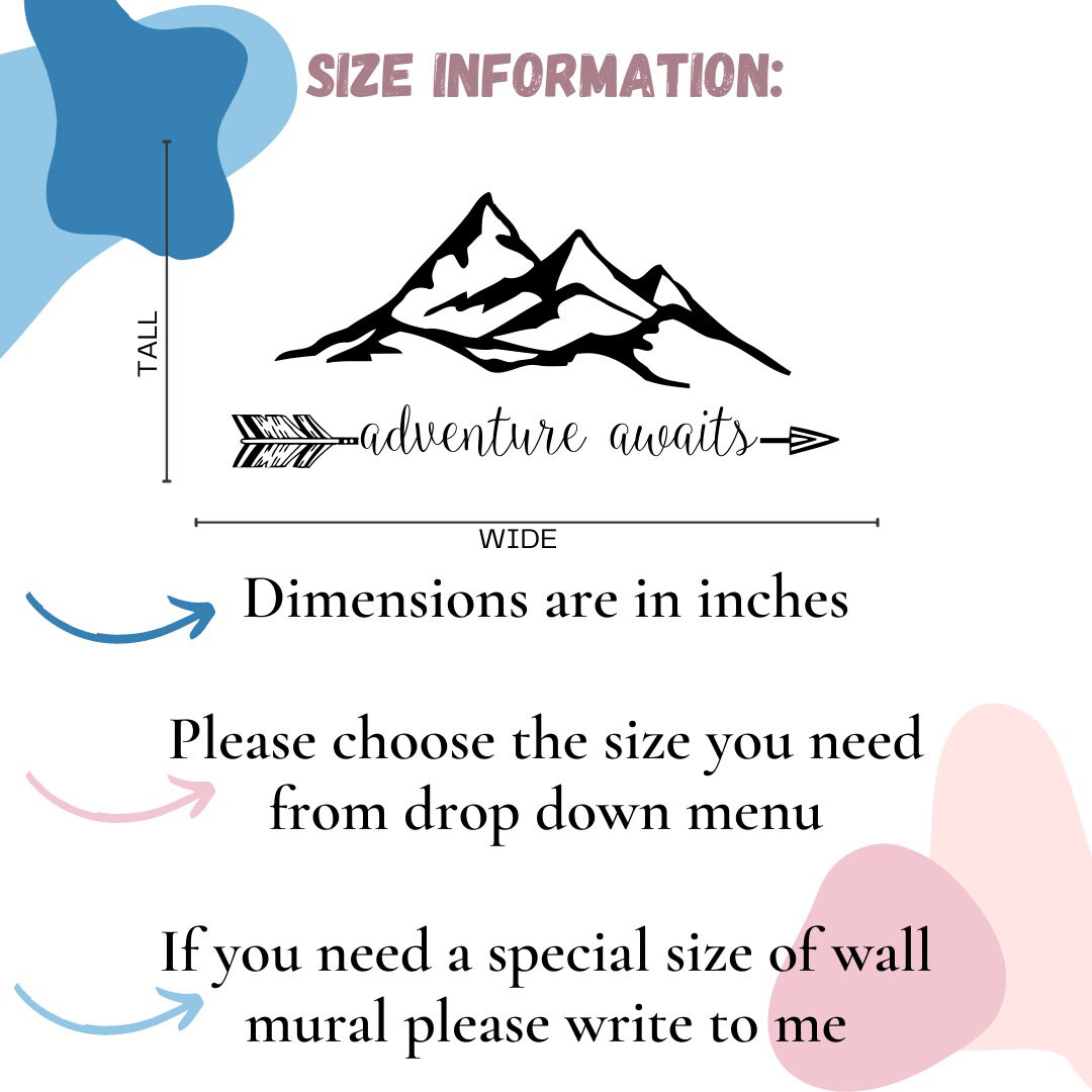 Quote Wall Decal - Adventure Awaits - Mountains Decals - Vinyl Stickers ...