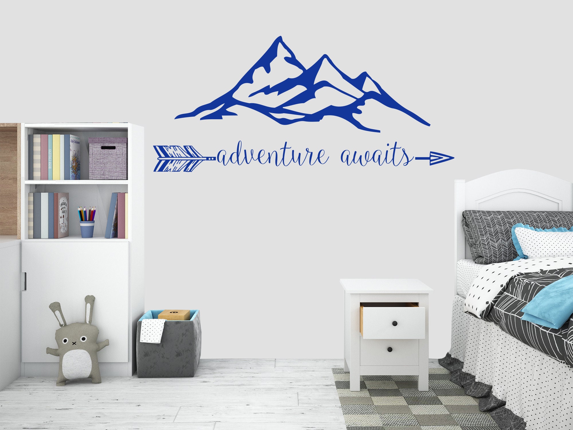 Quote Wall Decal - Adventure Awaits - Mountains Decals - Vinyl Stickers ...