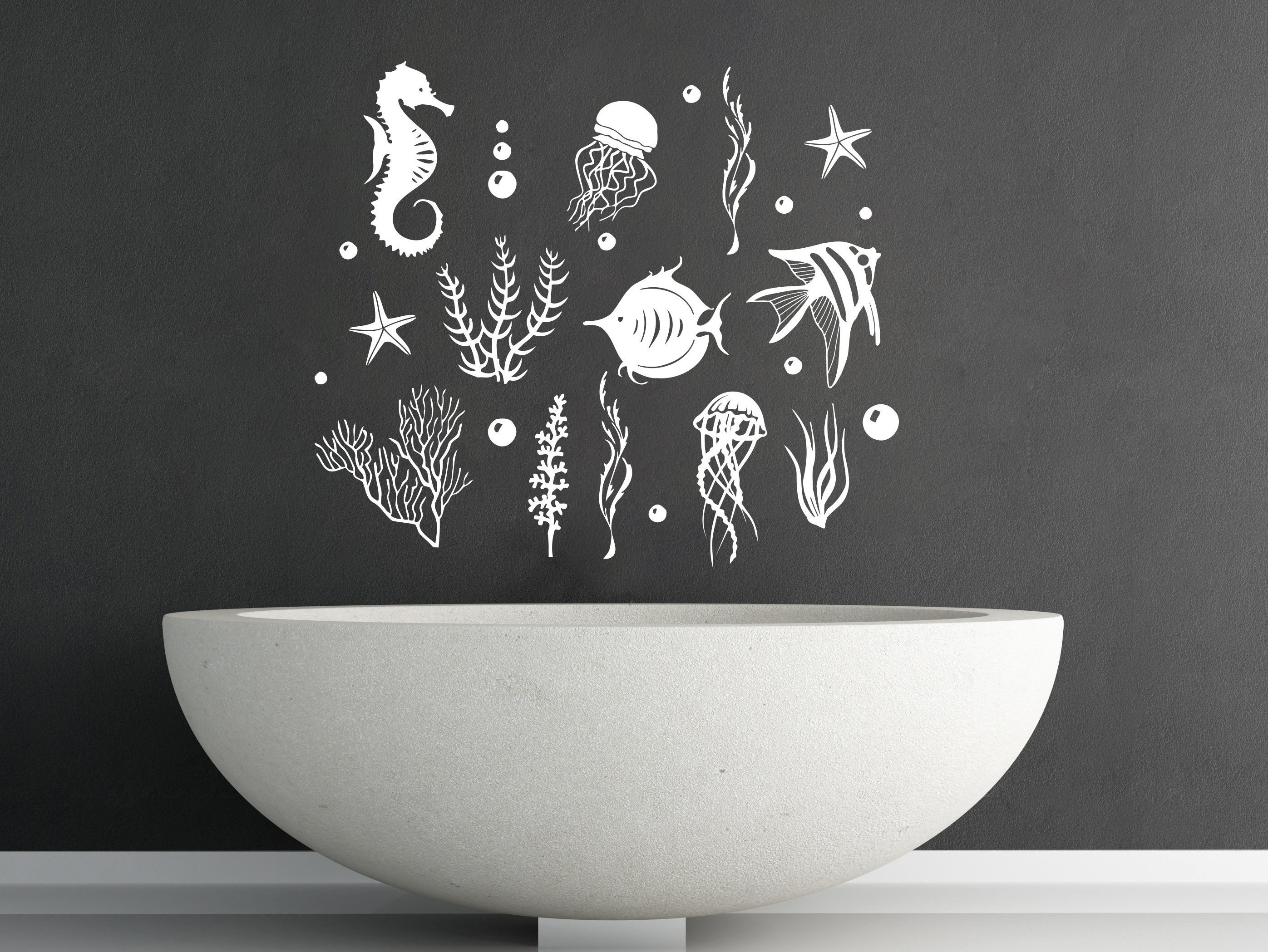 Fish Wall Decals - Sea Life Vinyl Sticker - Shells Nautical Decals ...