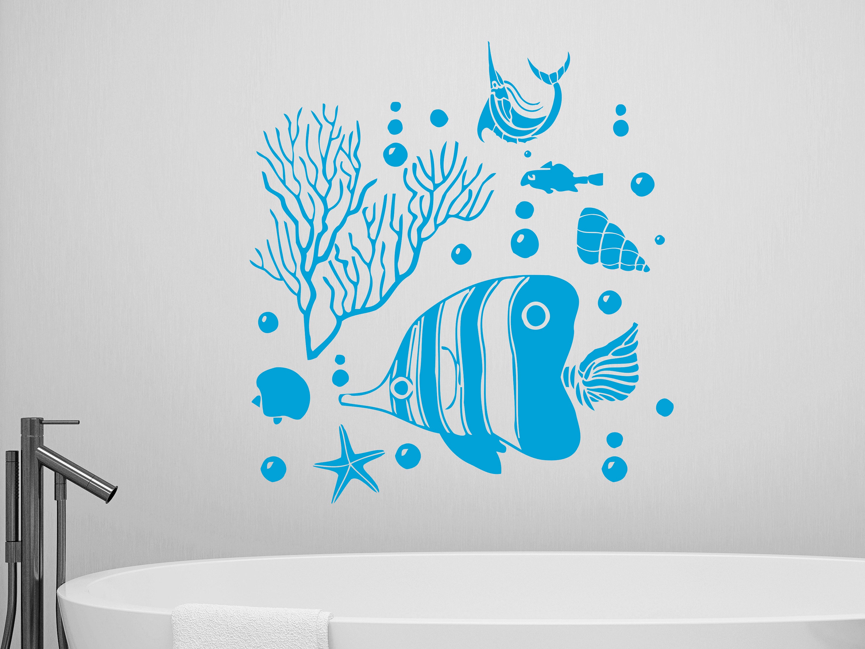 Nautical Wall Decals - Sea Life Vinyl Sticker - Fish Sea Ocean Nautical ...