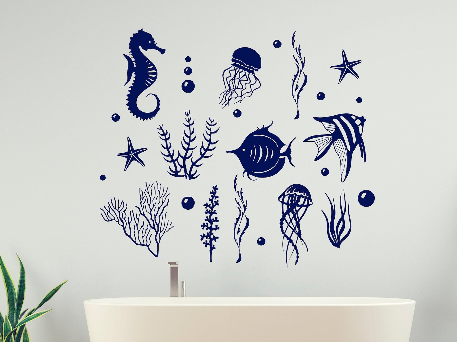 Fish Wall Decals Sea Life Vinyl Sticker Shells Nautical - Etsy