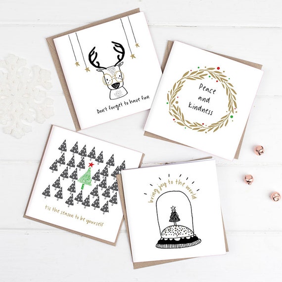 Happy Scandi Christmas Cards Pack of Eight Chic Christmas - Etsy