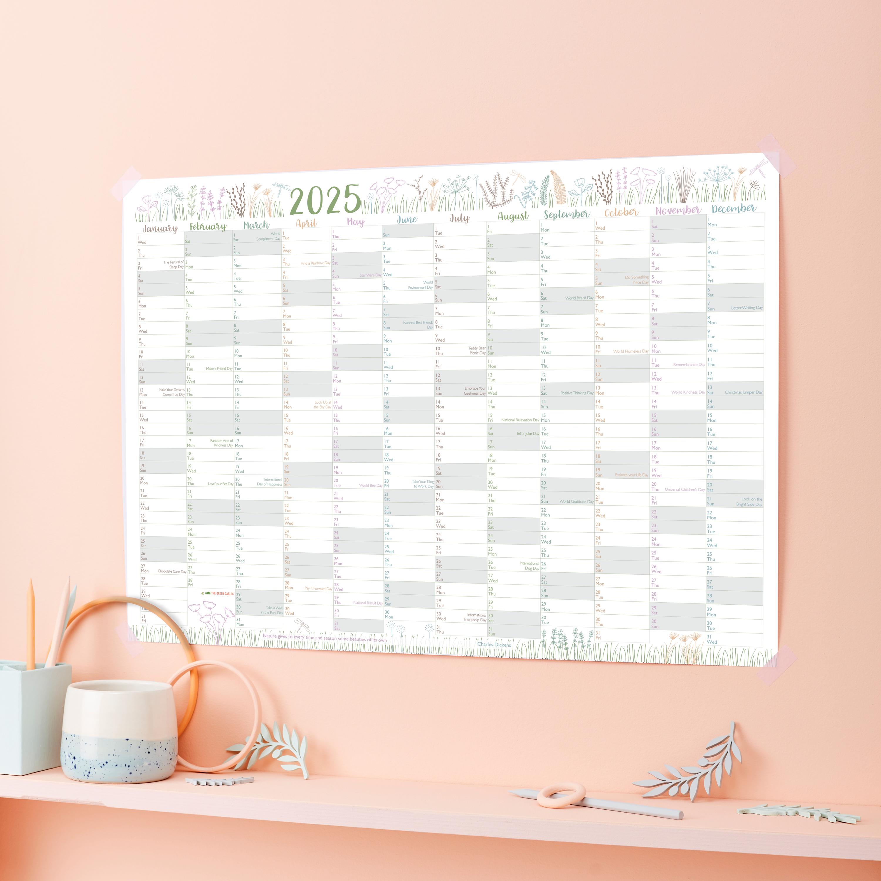 2025 Botanical Wall Planner - 2025 Wall Calendar - 2025 Family Wall ...