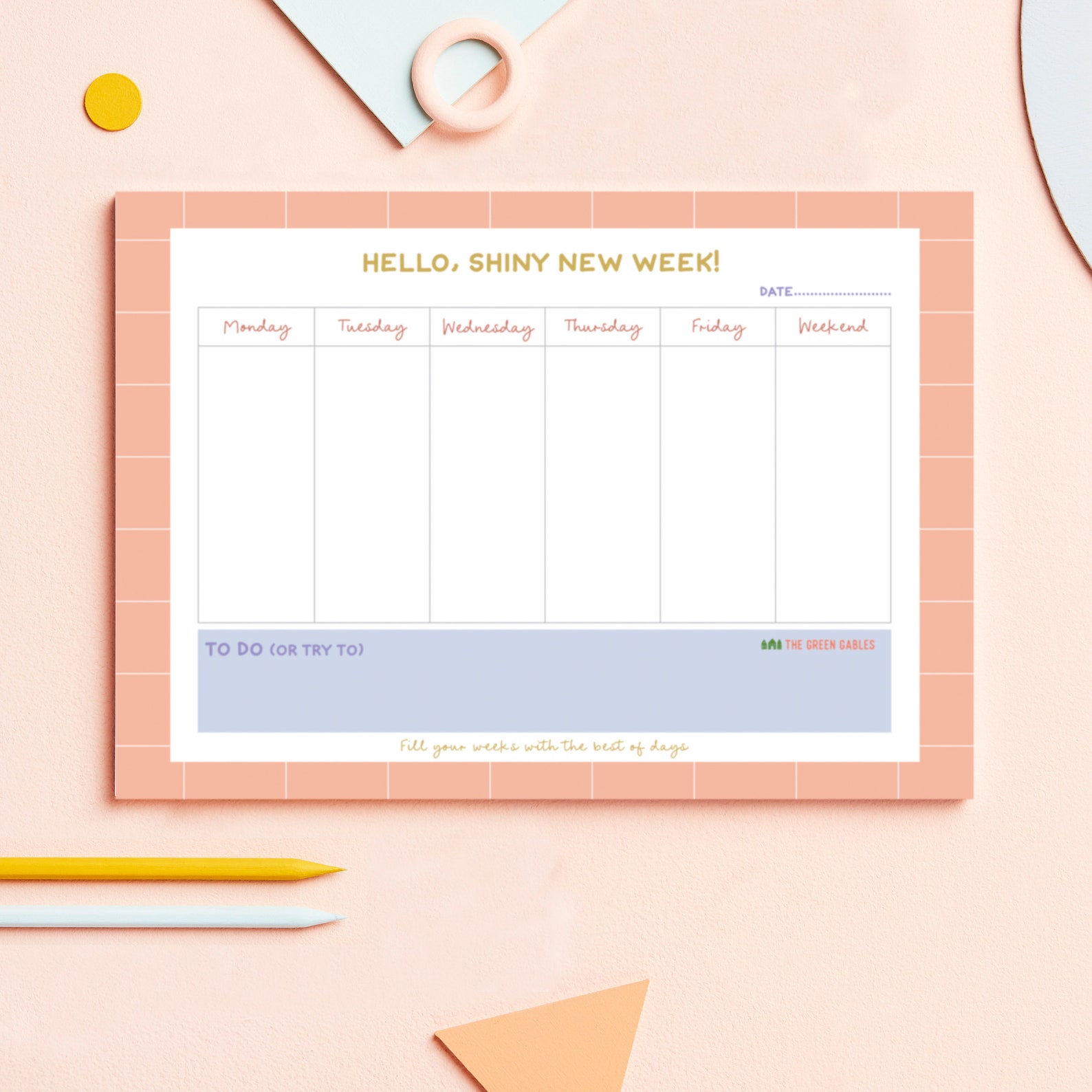 Shiny New Week Desk Pad - Weekly Planner Pad – Desk Planner – A4 Weekly ...