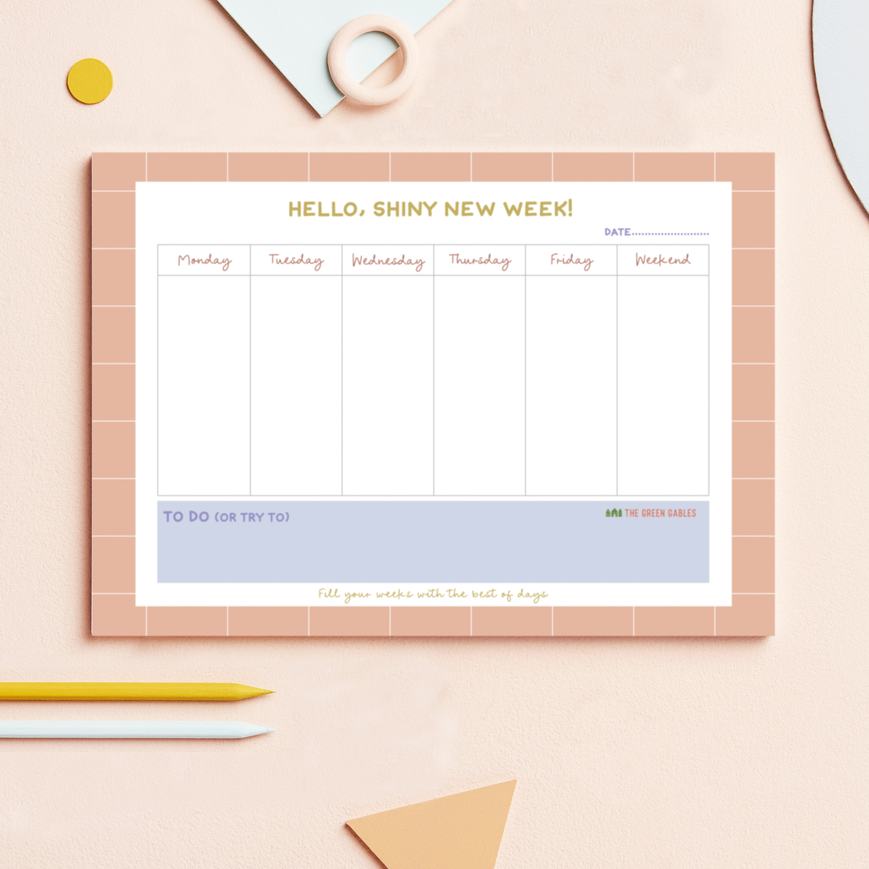 Shiny New Week Desk Pad - Weekly Planner Pad – Desk Planner – A4 Weekly ...