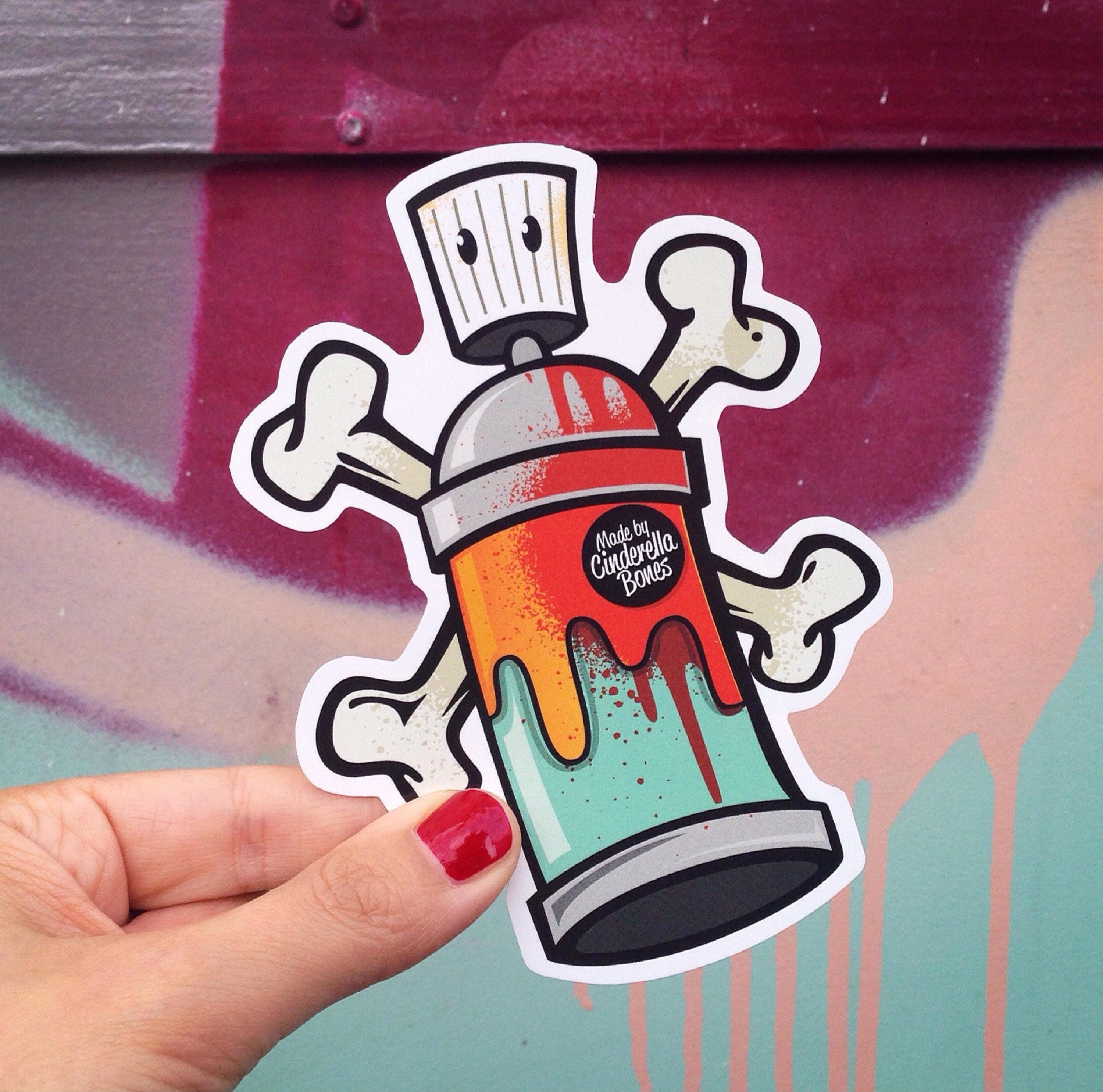 Vinyl Sticker Decal Graffiti Style Spraycan With Crossed Bones ...