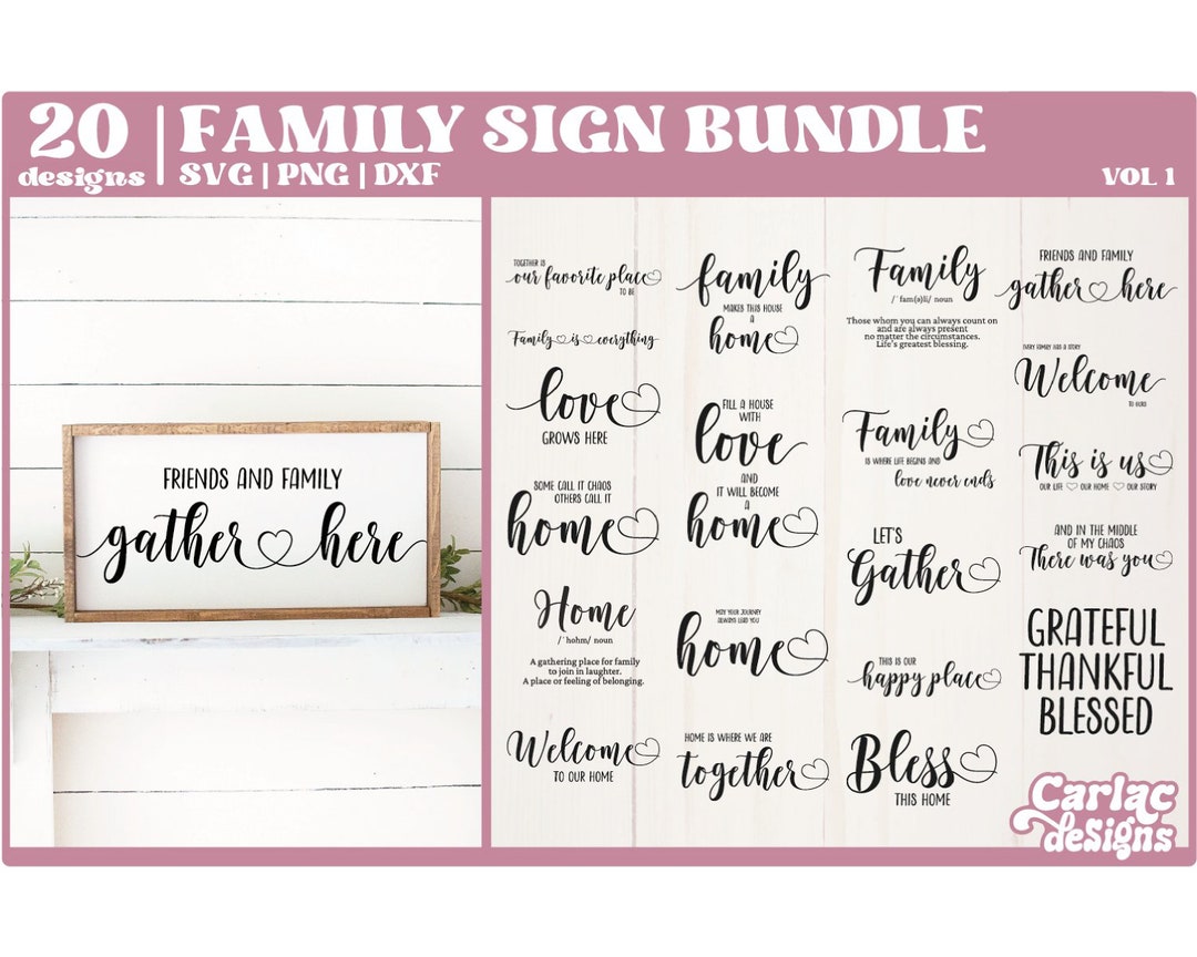 Home and Family Bundle | Home Sign Svg | Family Sign Svg | Farmhouse ...