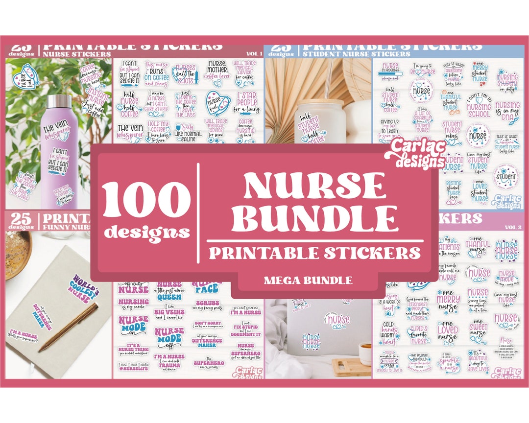 Funny Nurse Stickers Printable Stickers, Nursing Print and Cut Stickers ...