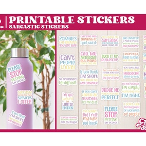 Sarcastic Printable Stickers, Funny Printable Stickers, Print and Cut ...