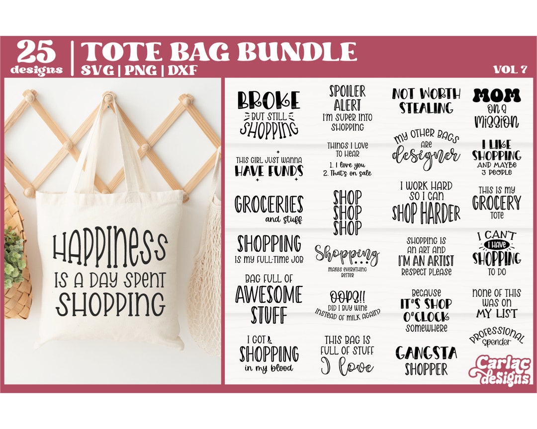 Funny Tote Bag SVG Bundle | Shopping Bag SVG Bundle | Cut Files for ...