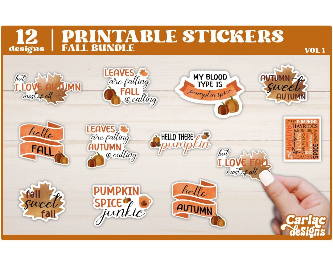 Fall Printable Stickers | Pumpkins Stickers PNG | Fall Files for ...