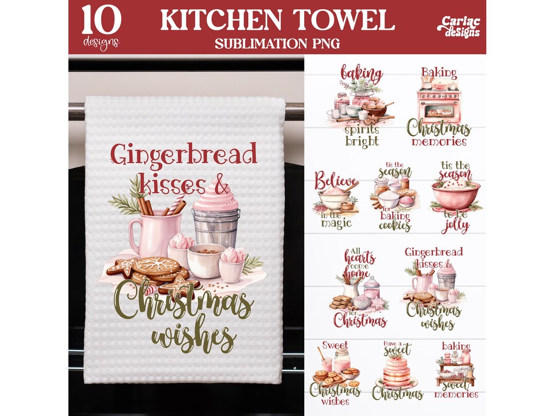 Kitchen Towel Sublimation, Christmas Kitchen Towel Bundle, Tea Towel ...