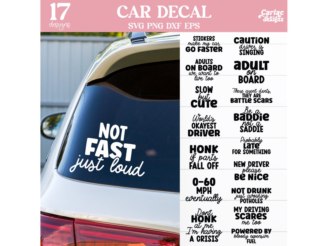 Funny Car Decals, Bumper Stickers SVG, Driving SVG, Cut File for Cricut ...