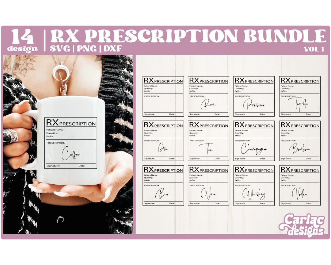 Funny RX Prescription SVG Bundle, Funny Pharmacy SVG, Funny Alcohol Svg ...