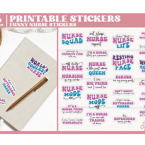 Funny Nurse Stickers Printable Stickers, Nursing Print and Cut Stickers ...