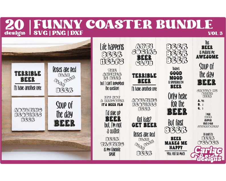 Funny Coaster SVG Bundle Beer Coaster Bundle Coaster File - Etsy