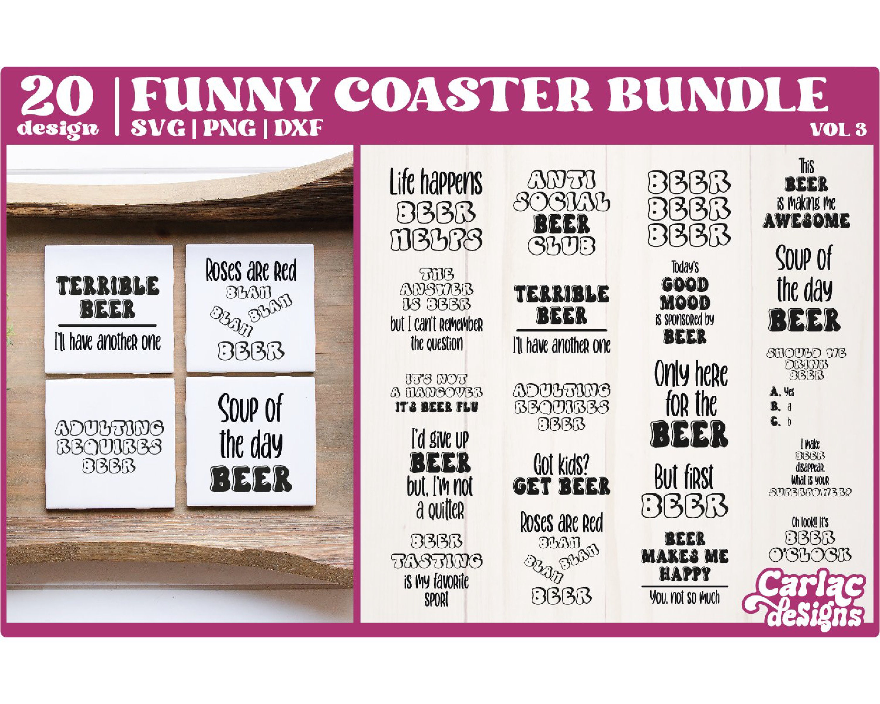 Funny Coaster SVG Bundle Beer Coaster Bundle Coaster File - Etsy