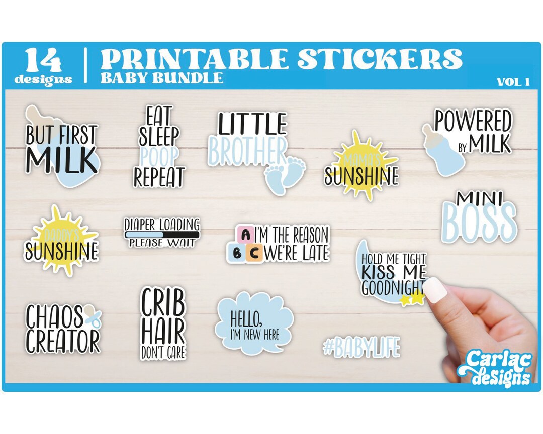 Cute Baby Stickers Bundle | Blue Baby Sayings (digital Download) - Etsy