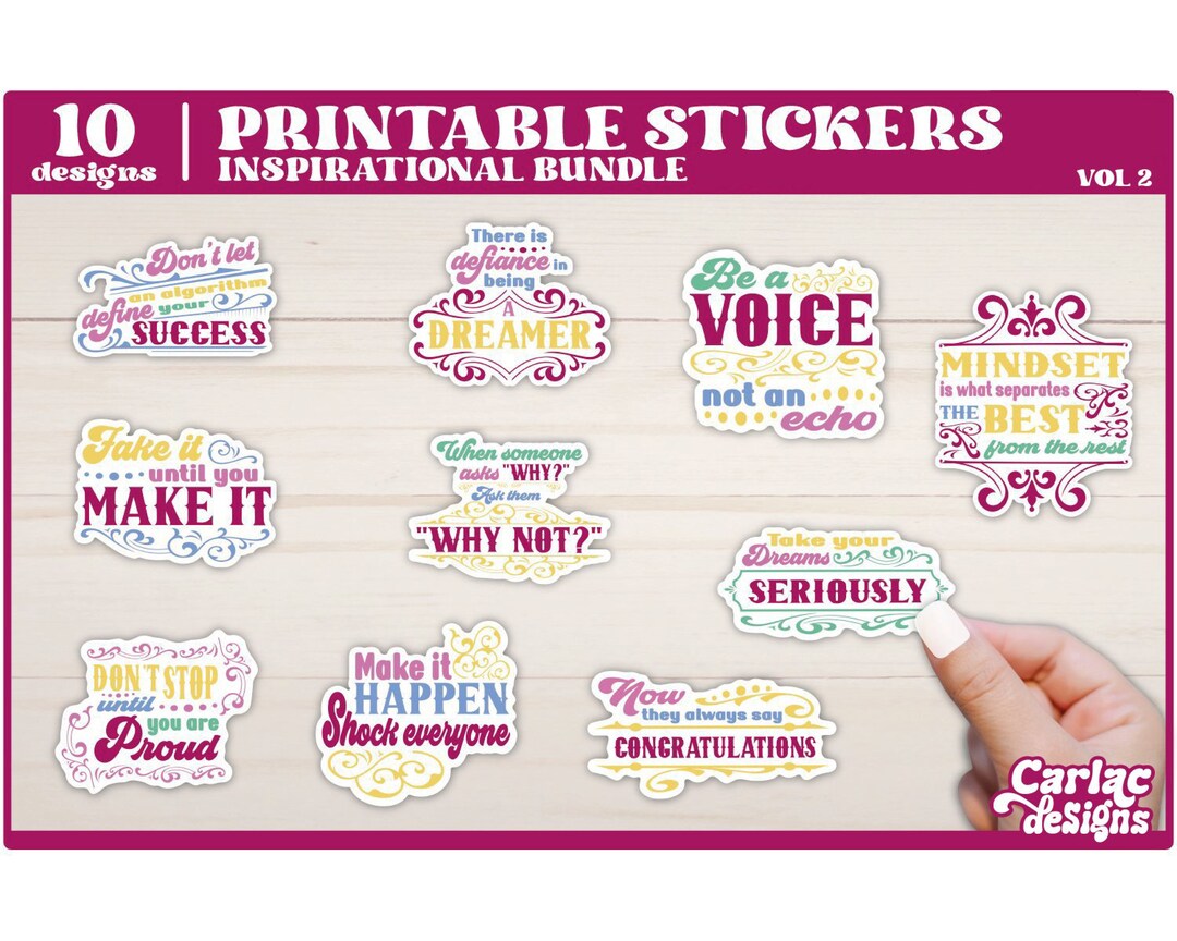 Inspirational Sticker Bundle | Motivational Stickers | Printable ...