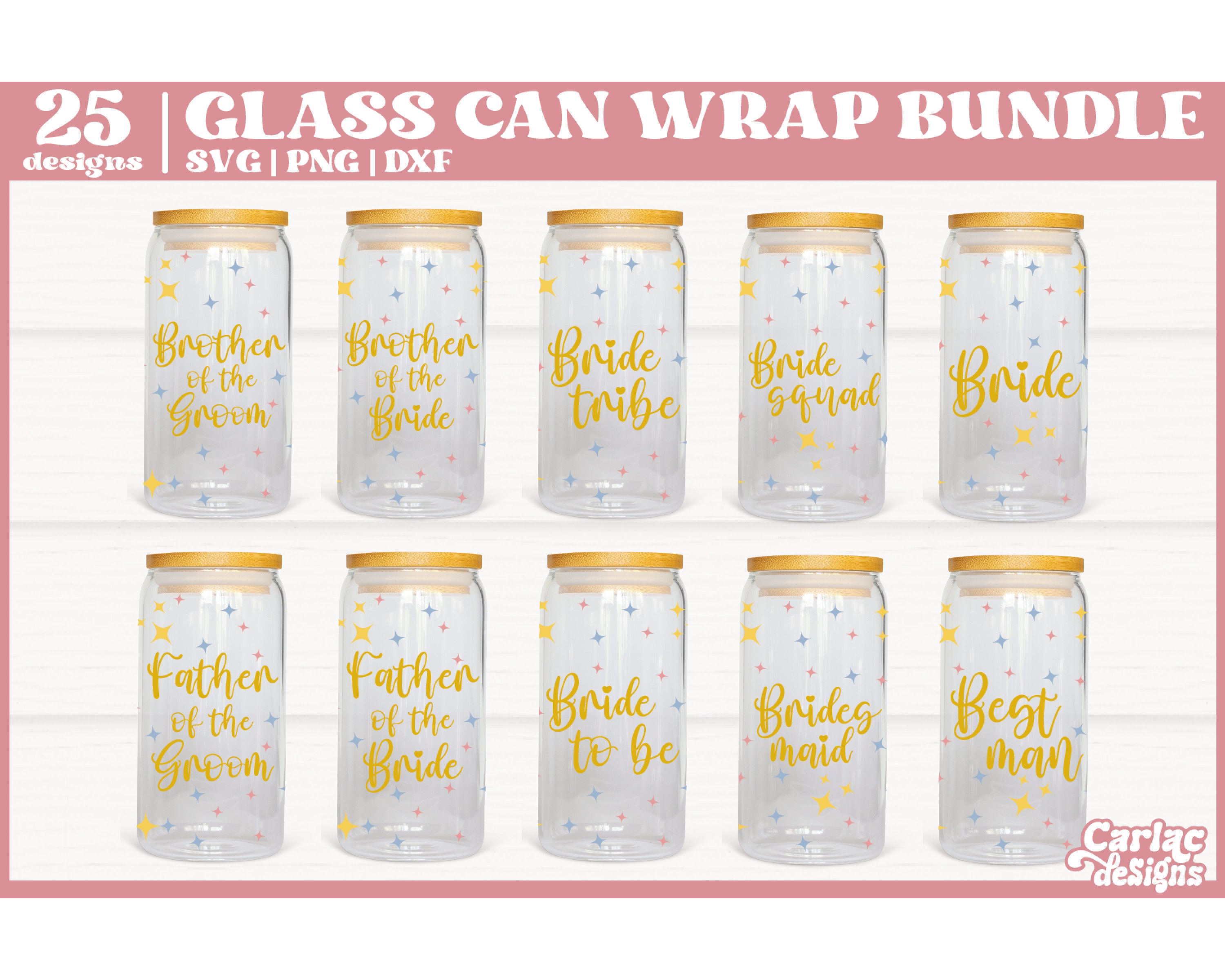 Wedding Glass Can Wrap SVG Bundle | 25 Designs (digital Download) - Etsy