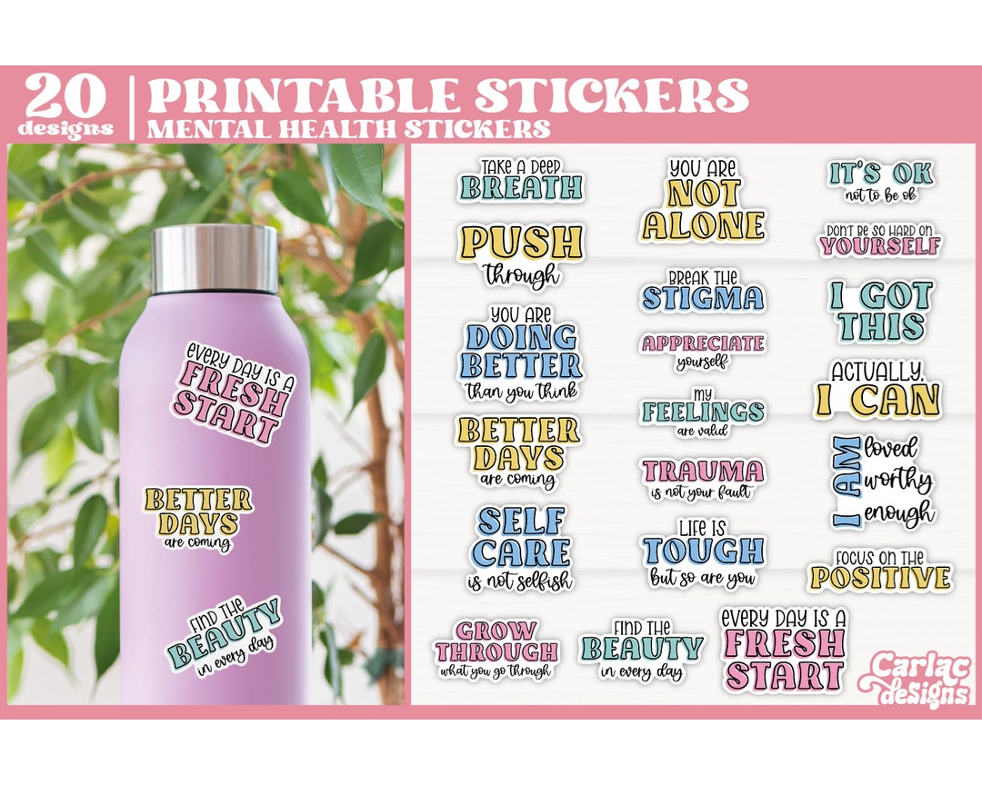 Mental Health Printable Stickers, Inspirational Printable Stickers ...