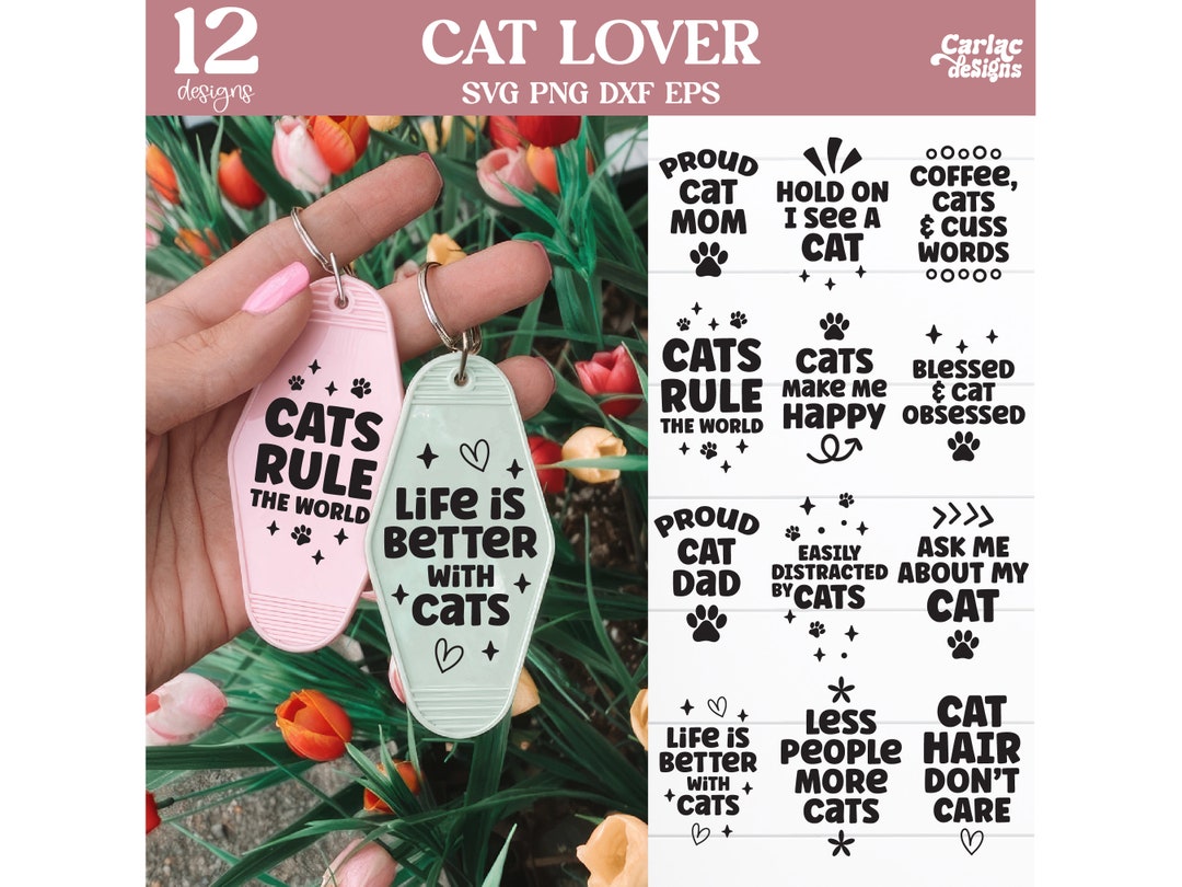 Cats Motel Keychain SVG Bundle, Cats SVG, Cats Keychain SVG, Cut Files ...