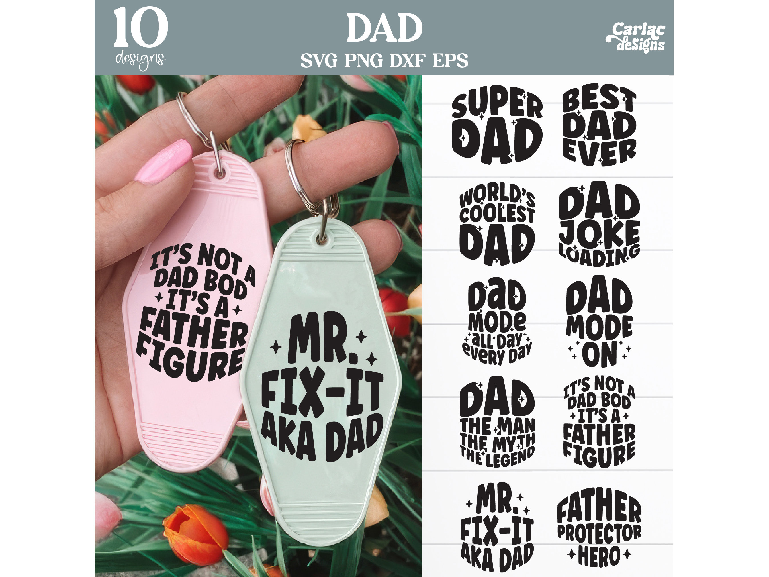 Dad Motel Keychain SVG Bundle, Dad SVG, Dad Keychain SVG, Cut Files for ...