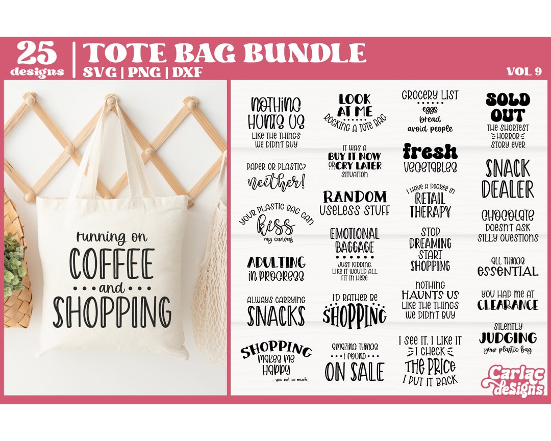 Funny Tote Bag SVG Bundle | Shopping Bag SVG Bundle | Cut Files for ...