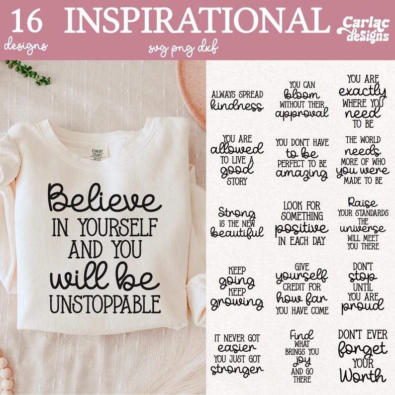 Inspirational Quotes SVG Bundle, Shirt and Mug Designs (svg, Png, Dxf ...