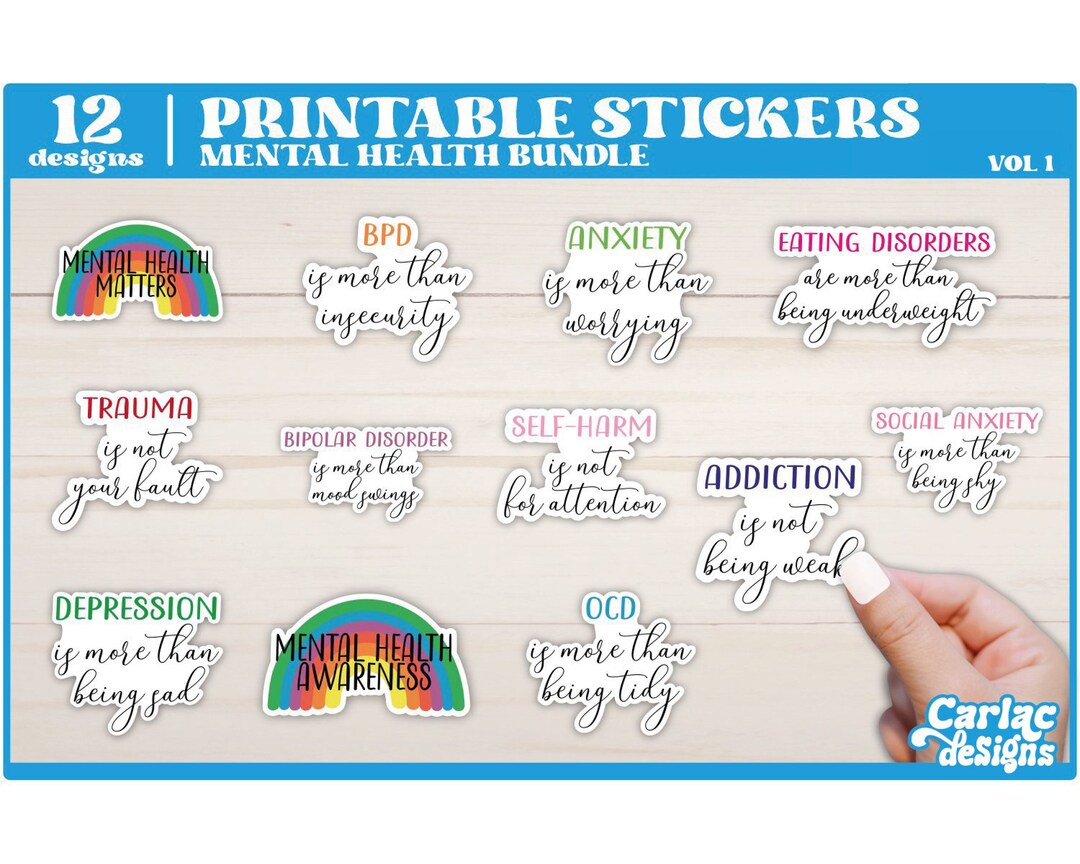 Mental Health Printable Stickers | Awareness Stickers | Mental Health ...