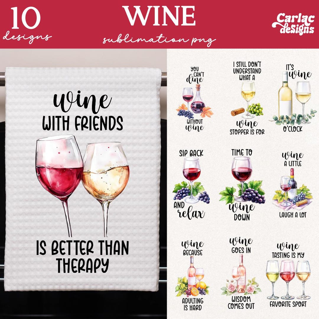 Kitchen Towel Sublimation, Wine Kitchen Towel, Tea Towel Sublimation ...