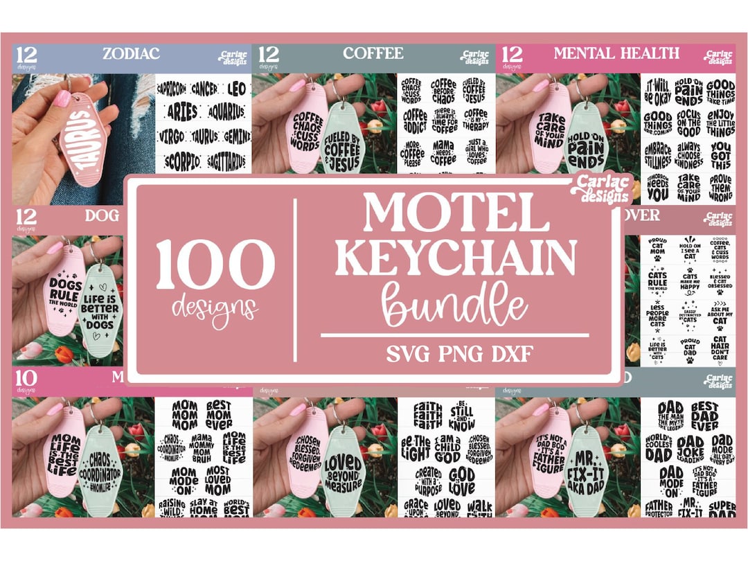 Motel Keychain SVG Bundle, Inspirational, Funny, Dog, Cat, Zodiac ...